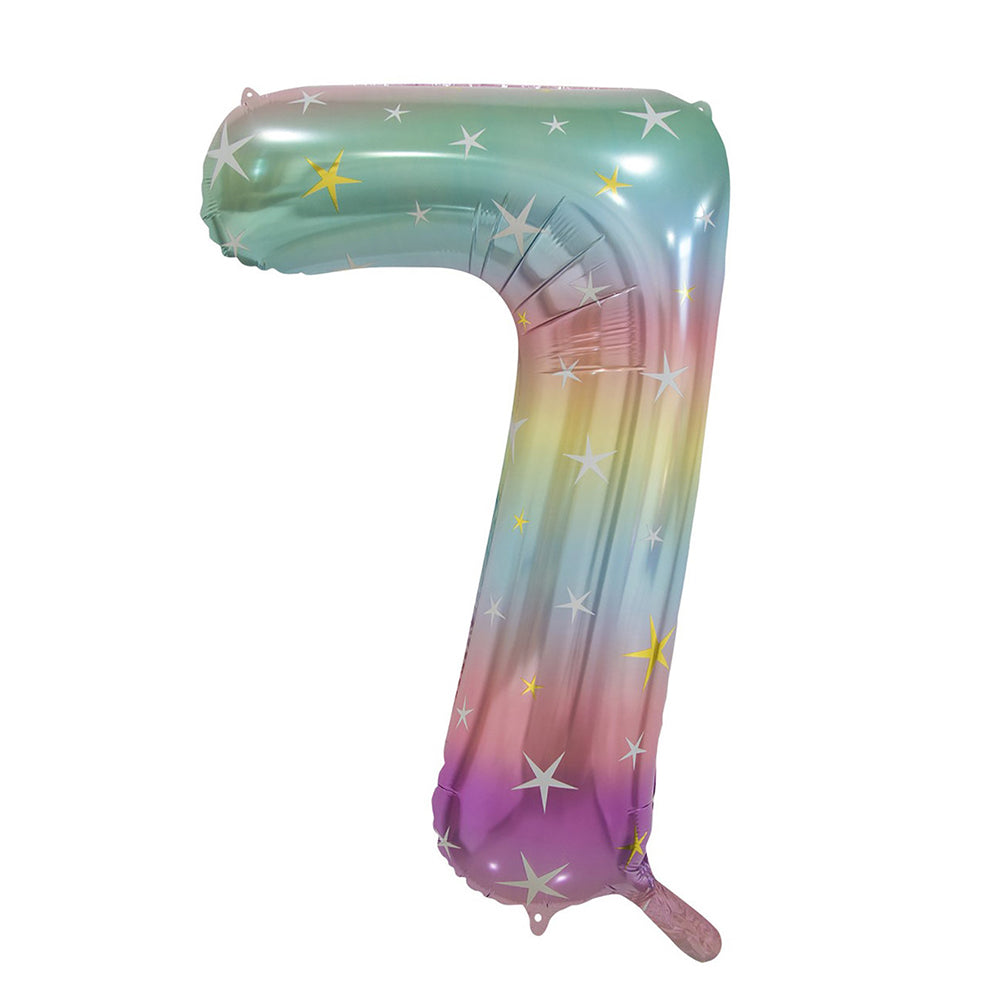 Pastel Rainbow Giant Number 7 Foil Balloon – Sydney Costume Shop