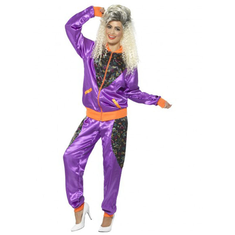 1980's Women's Shell Suit Costume - Purple – Sydney Costume Shop